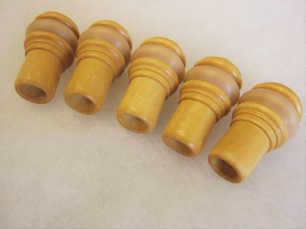 5 WOODEN ROMAN BLIND ACORNS WITH RUBBER BUFFER- Box wood cord pulls ...